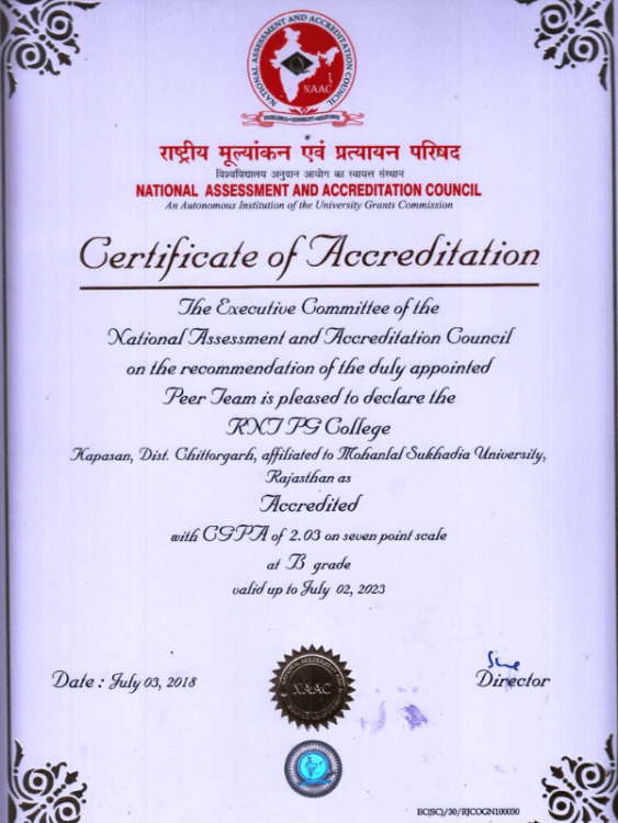 NAAC Certification – RNT Group of Colleges